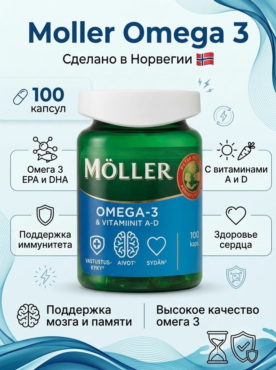 Рыбий жир в капсулах MOLLER OMEGA-3 100 ШТ