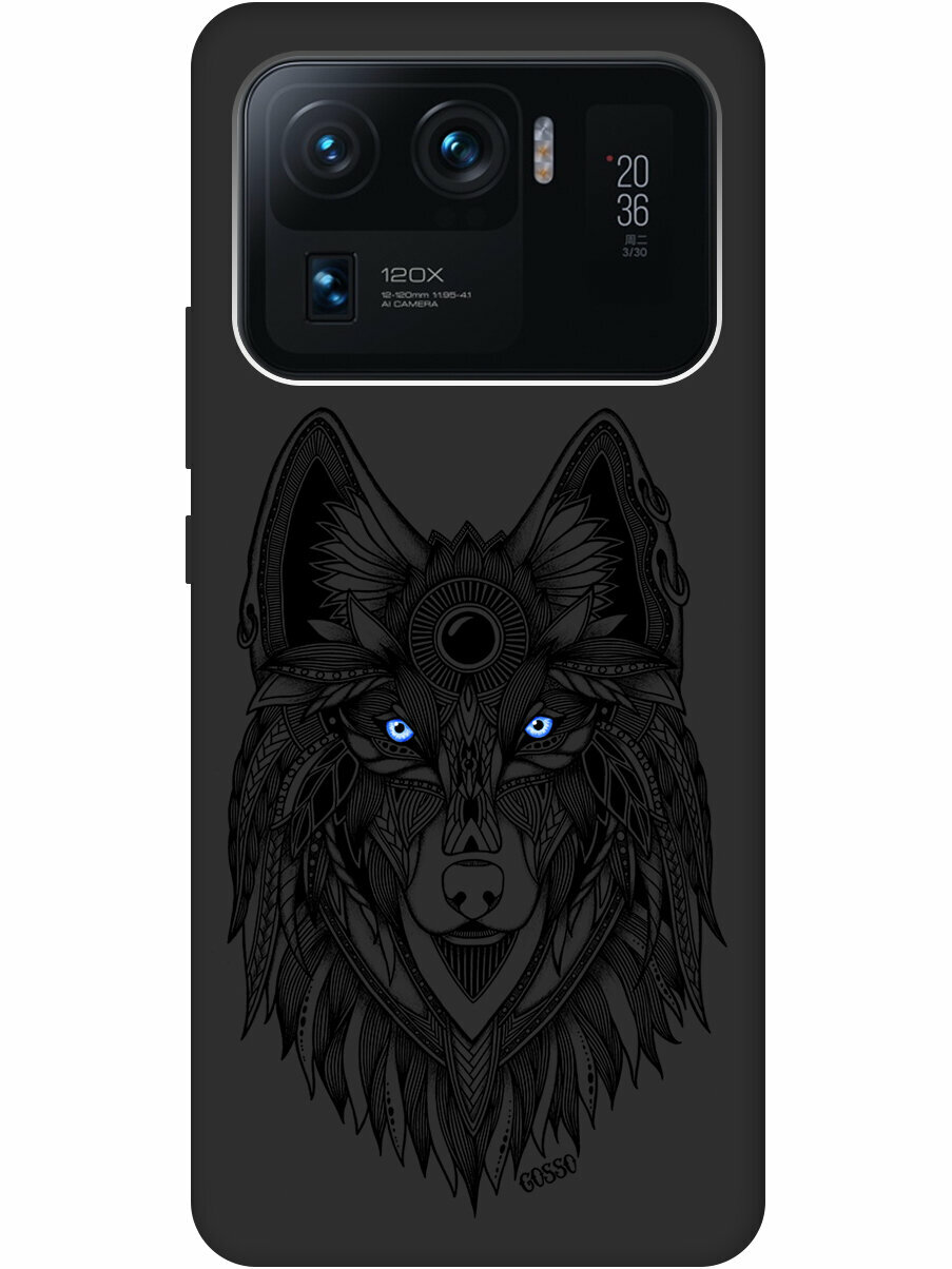 Ультратонкий защитный чехол-накладка Soft Touch для Xiaomi Mi 11 Ultra с 3D принтом "Grand Wolf" черный