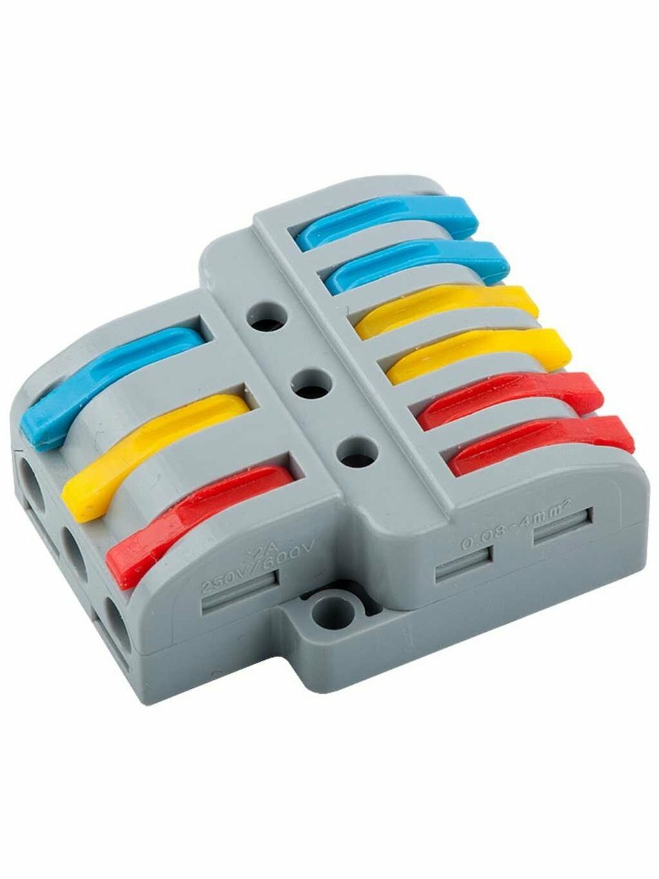 Клемма монтажная рычажная General Lighting Systems 800497, двухсторонняя разветвительная для 3х6 проводов, серая