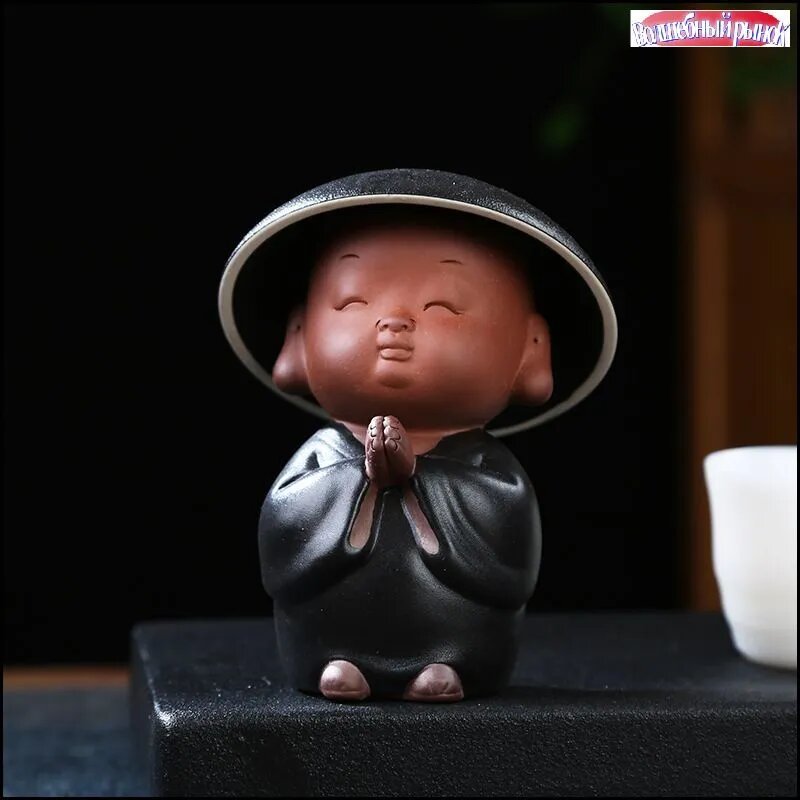 Статуэтка монах керамическая черная 13.5 см - подарок для ценителей