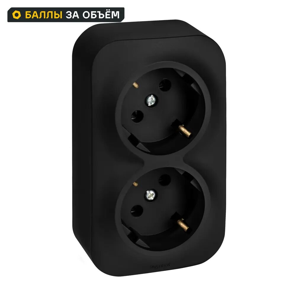 Розетка двойная накладная Legrand Quteo черный 110x65 мм IP20