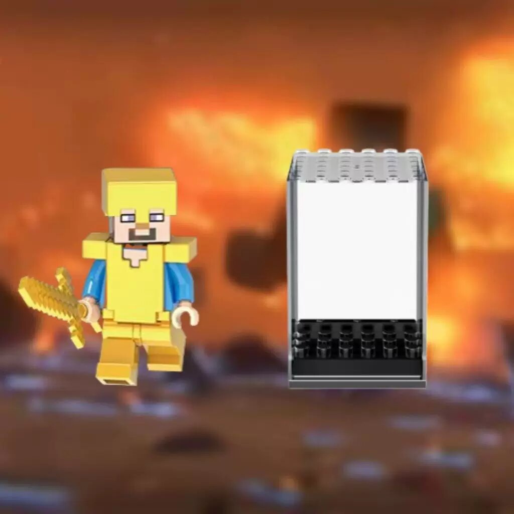 Minecraft Желтый Стив Минифигурка с Подставкой для Демонстрации - Коллекционная Игрушка из Блоков для Мальчиков, 1 шт