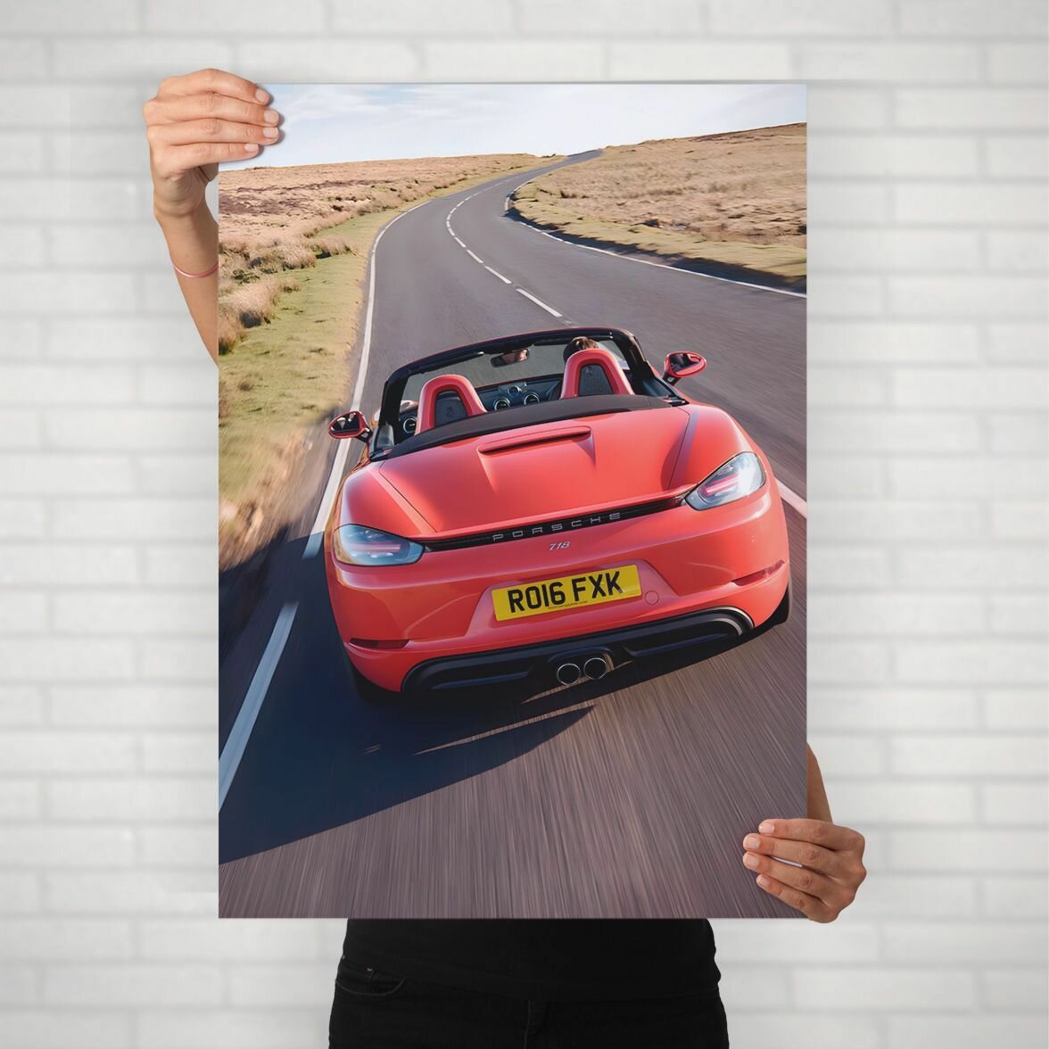 Плакат на стену для интерьера Кабриолет (Porsche 718 Boxster GTS 4 0 2) - Постер по машинам родстерам с открытым верхом формата А2 (42x60 см)