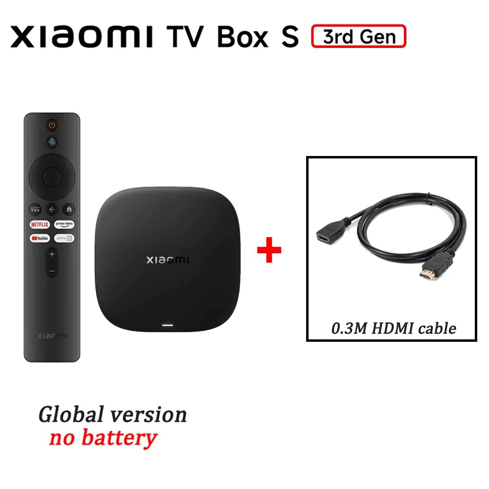 Xiaomi TV Box S 3rd Gen, черный, HDMI кабель