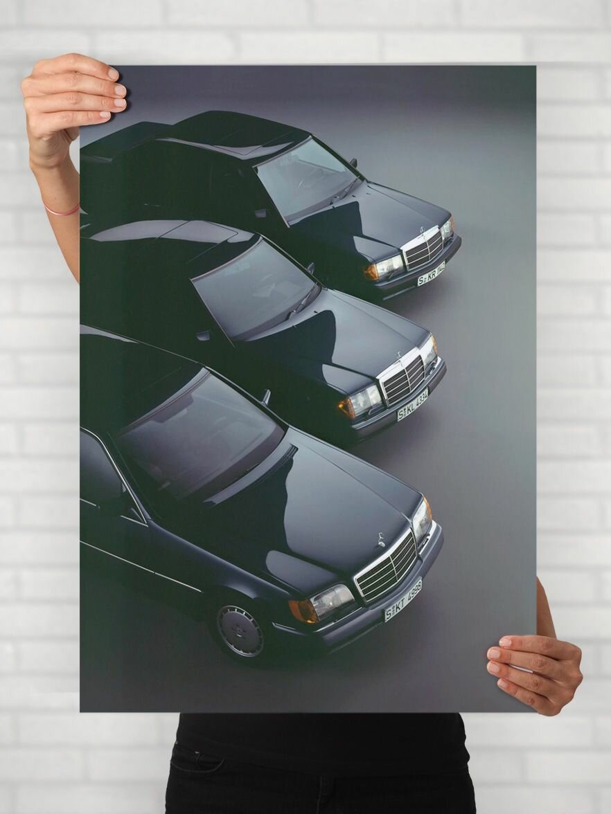 Плакат на стену для интерьера Легенды Авто (Мерседес Бенц W124 - Mercedes Benz W124 1) - Постер по машине формата A1 (61x84 см)