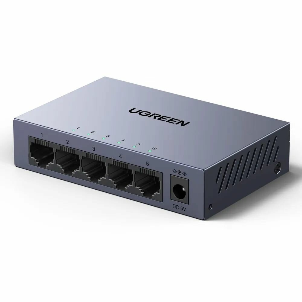 Коммутатор UGREEN CM933 (65956EU) 5-Port Gigabit Ethernet Easy Smart Managed Switch. Цвет: серый космос.