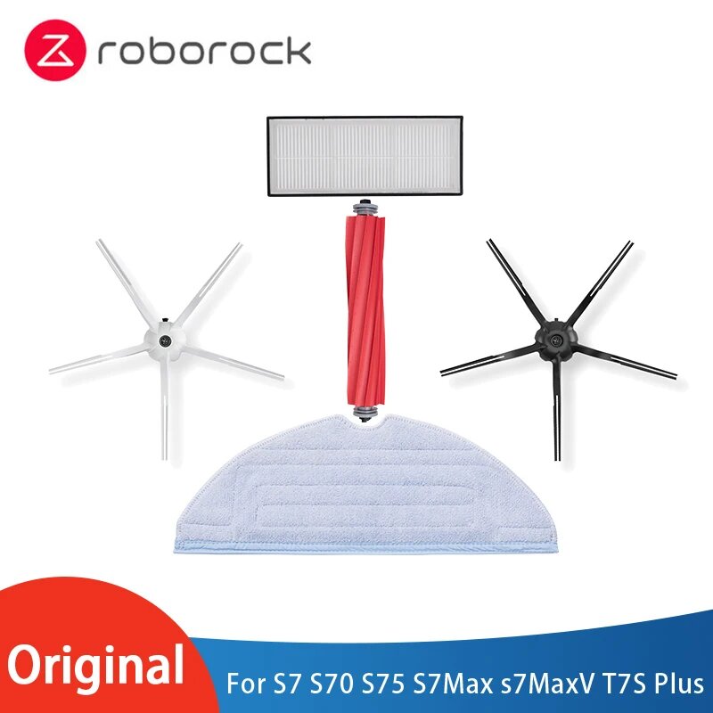 Аксессуары Roborock S7: 2 щетки, 2 фильтра, 2 салфетки, Белый, black Package 4 — фото 1