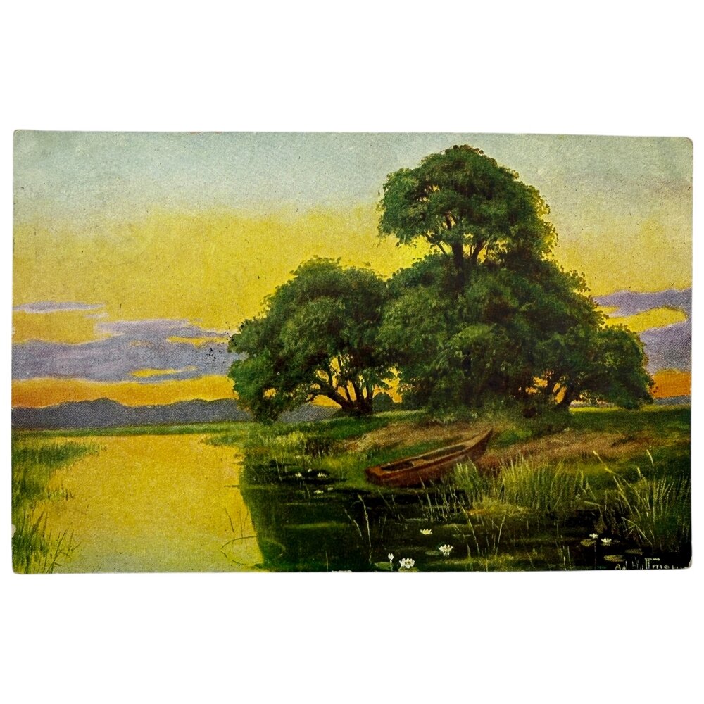 Почтовая открытка "Тихий вечер у лесного озера" 1930-1931 гг. Эстония
