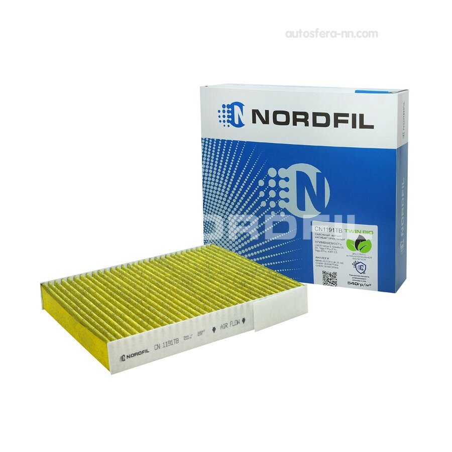 NORDFIL CN1191TB Фильтр салона антибактериальный TWIN BIO CHERY Arrizo 8 CHERY Tiggo 4 CHERY Tiggo 4 Pro CHERY Tig