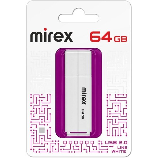 Флэш накопитель Mirex 64 Гб LINE WHITE USB 2.0 (13600-FMULWH64)