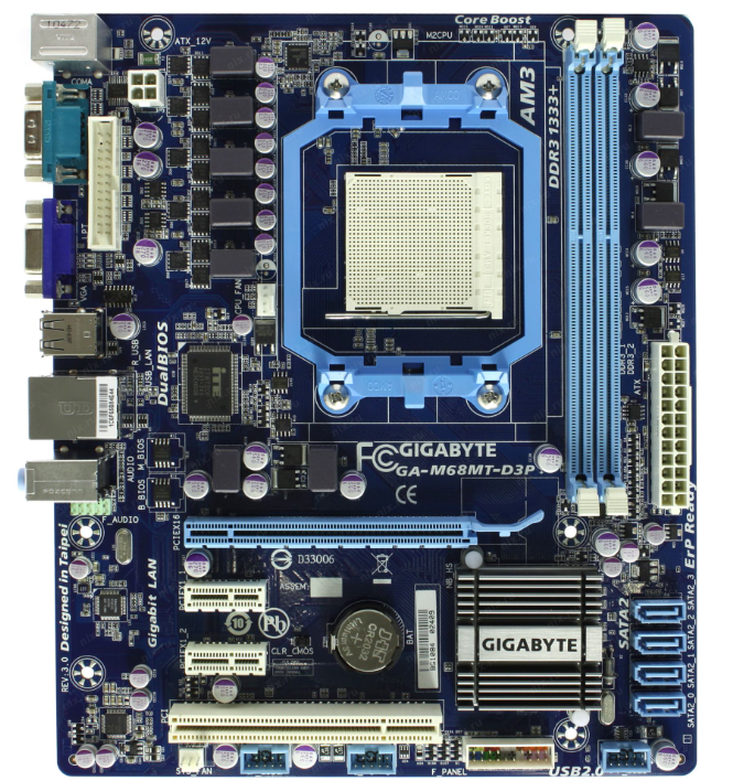 Материнская плата AM3 GIGABYTE GA-M68MT-D3 DDR3, 2 ОЗУ слота