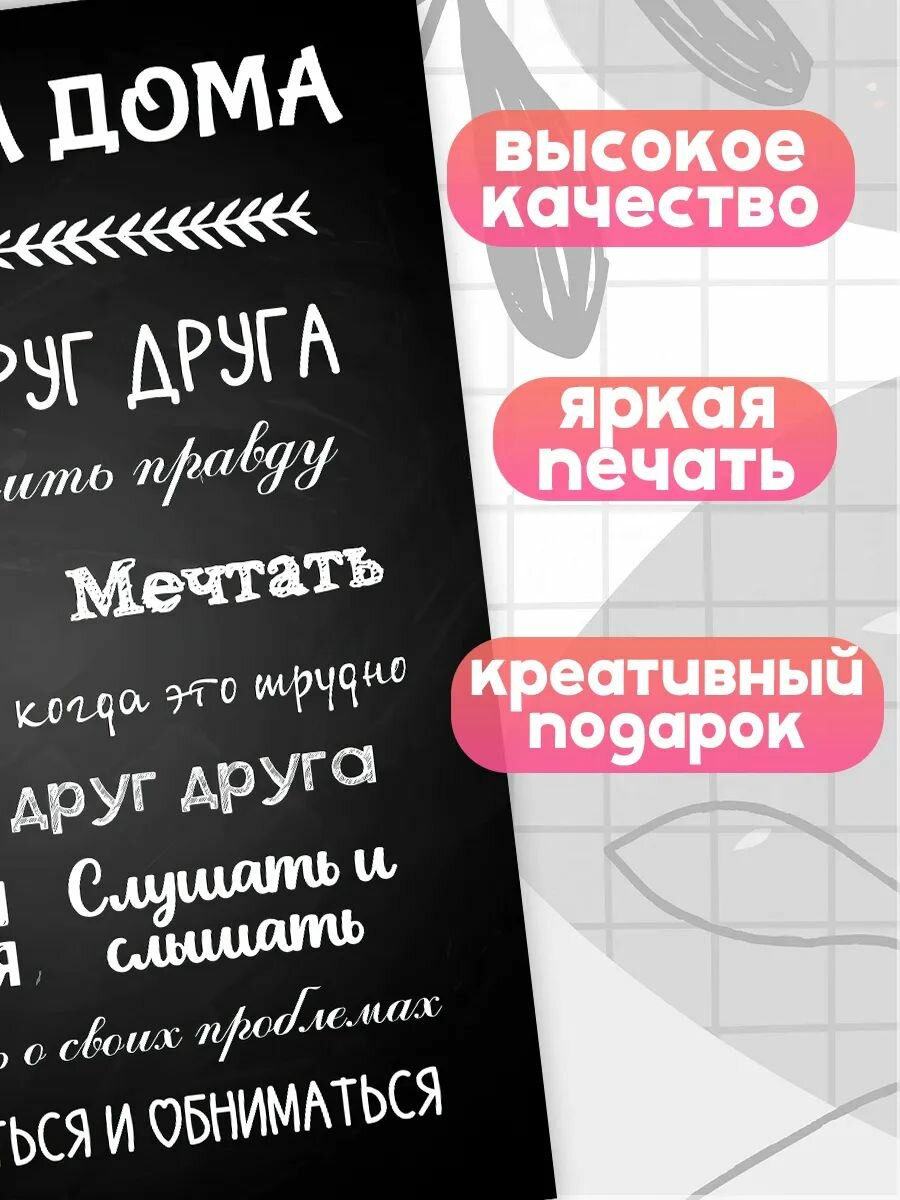 Постер на стену Правила дома, , плакат 1шт, А3 размер. — фото 1