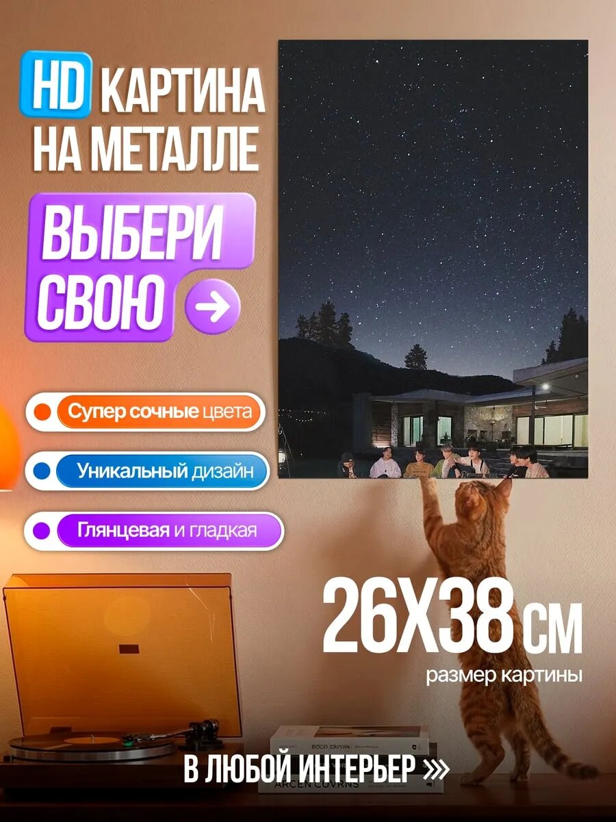 Картина на HD металле Друзья у костра