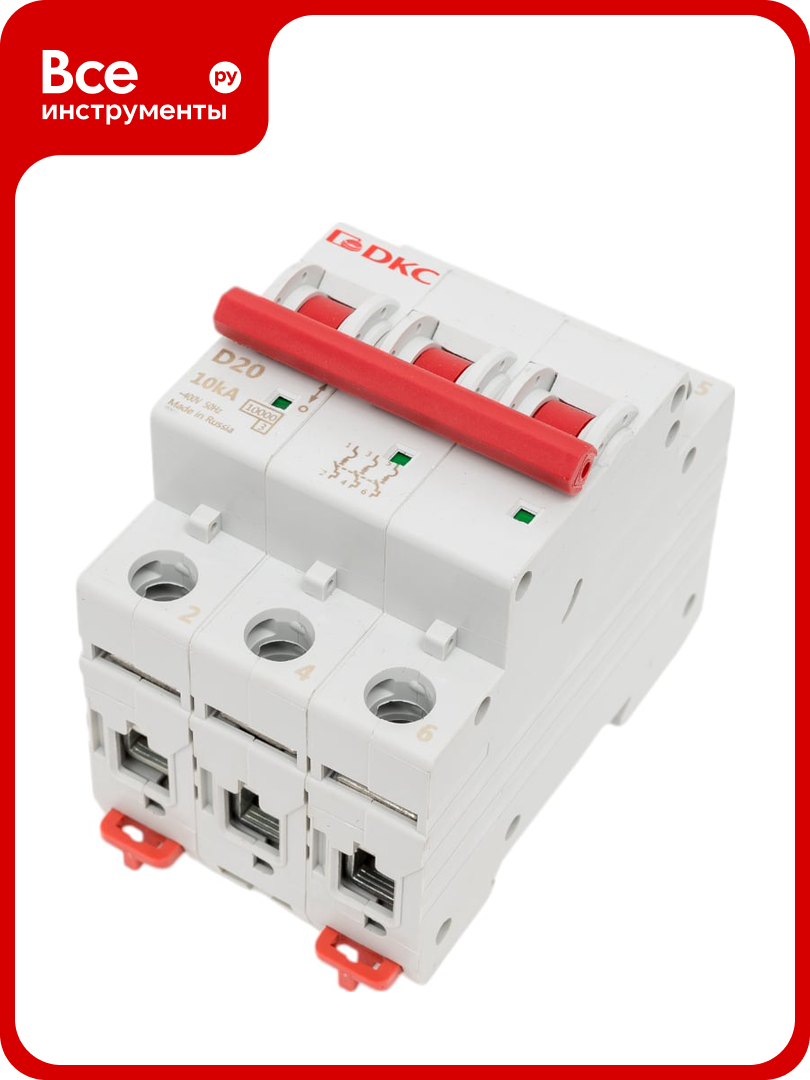 Автоматический модульный выключатель DKC YON MD63 3P 20А D 10kA MD63-3D20-10