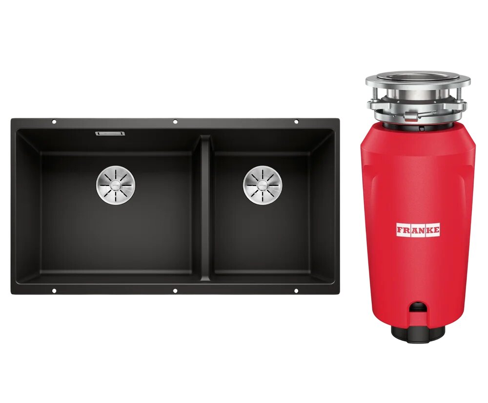 Комплект Мойка Blanco Subline 480/320-U 85x46, черная, искусственный гранит / Измельчитель Franke 134.0715.095 механический