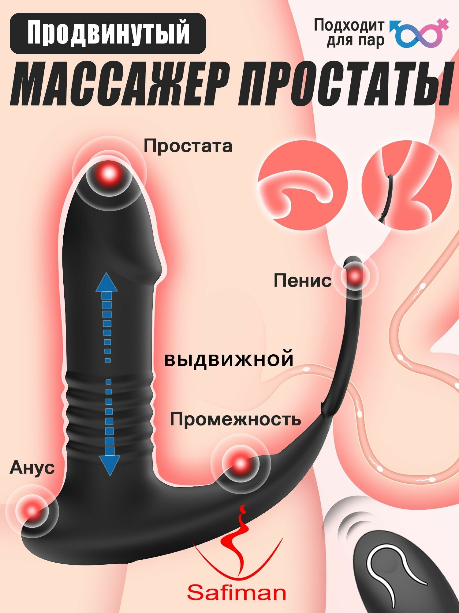 Массажер простаты с функцией дистанционного управления, вибромассажер телескопический анальный с эрекционными кольцами, анальный стимулятор, мужское здоровье, новинка для взрослых, 18+