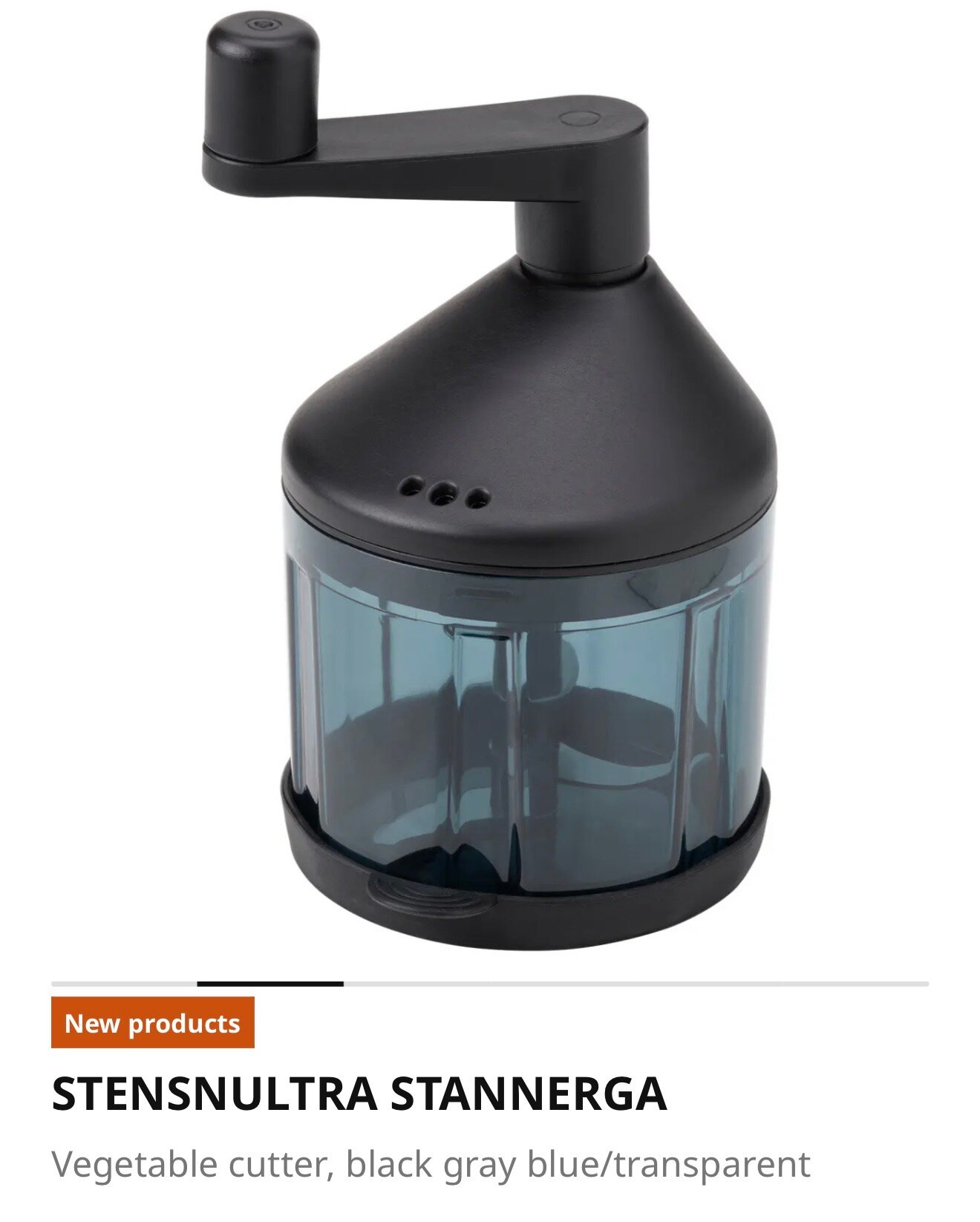 Овощерезка/измельчитель STENSNULTRA IKEA, чёрная, серая, сине-прозрачная