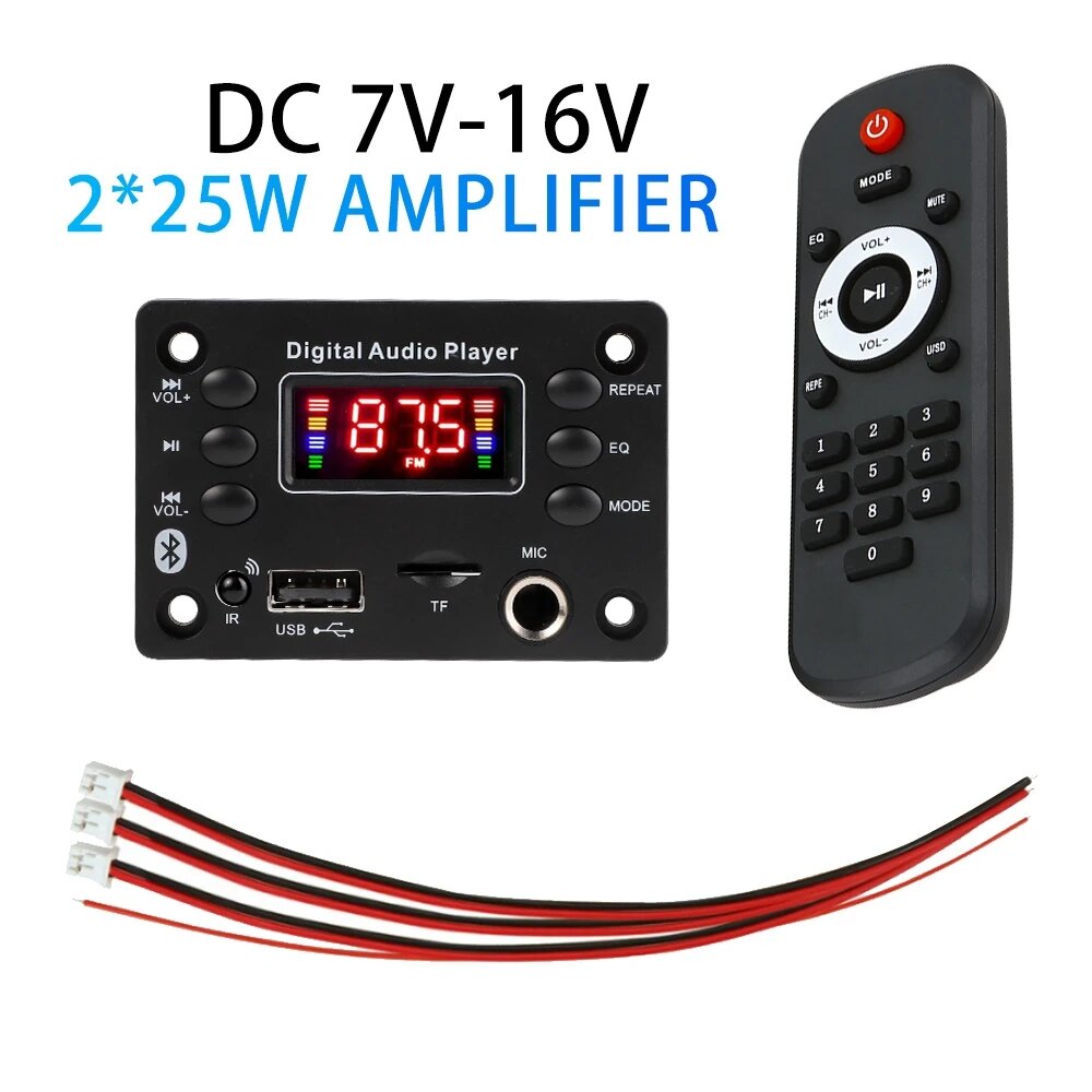 MP3-плеер Bluetooth 5.0 2*25W, 7-16V