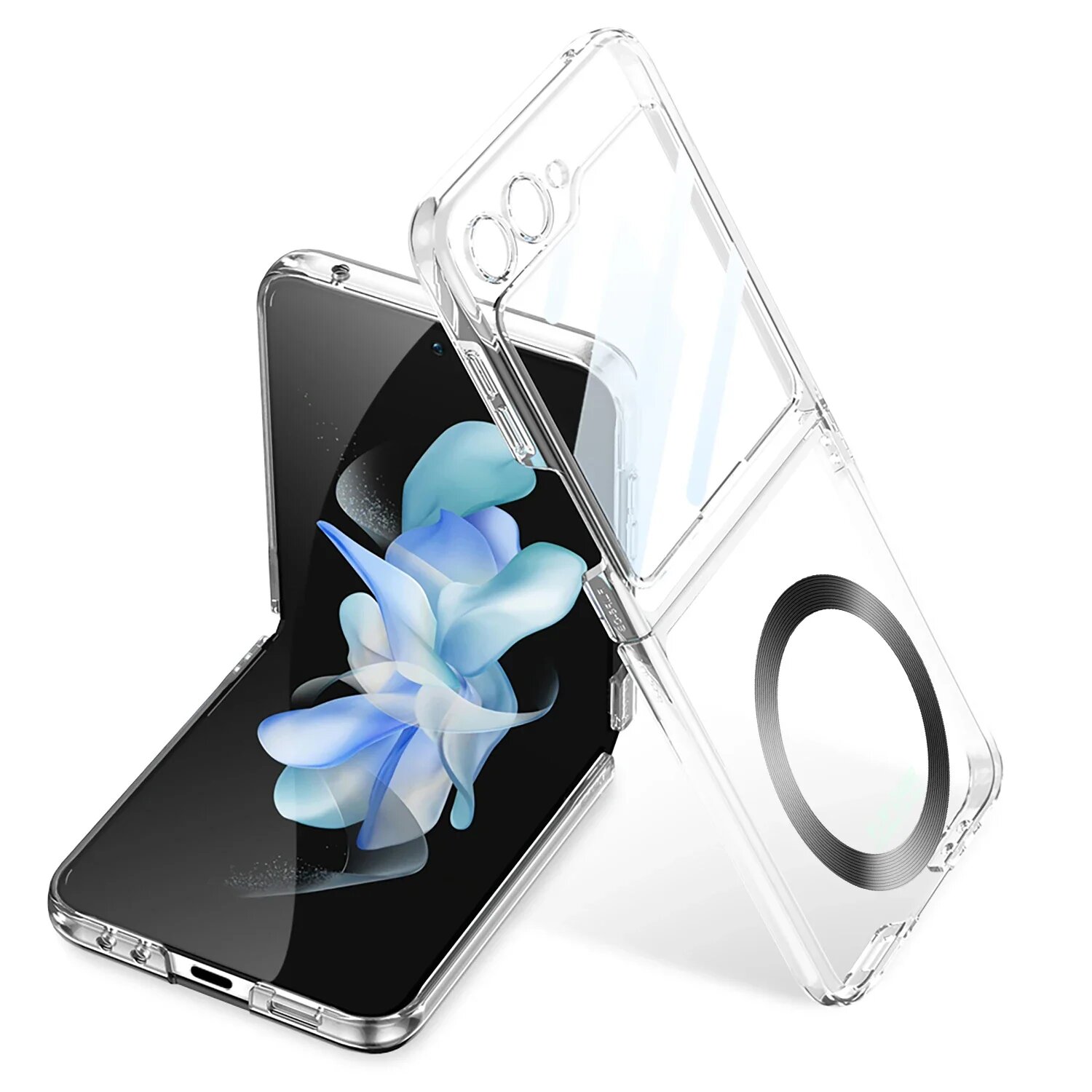 Чехол Magsafe с покрытием для Samsung Galaxy Z Flip 5 6, магнитный чехол из закаленного стекла для всего тела, прозрачный чехол Z flip5 Fundas
