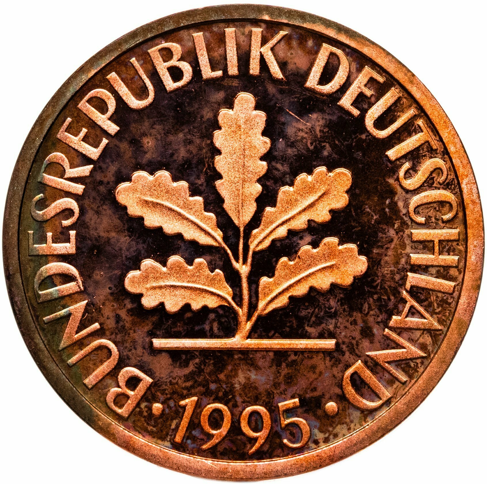 Германия 2 пфеннига pfennig 1995 J, Сталь, в сохранности Proof