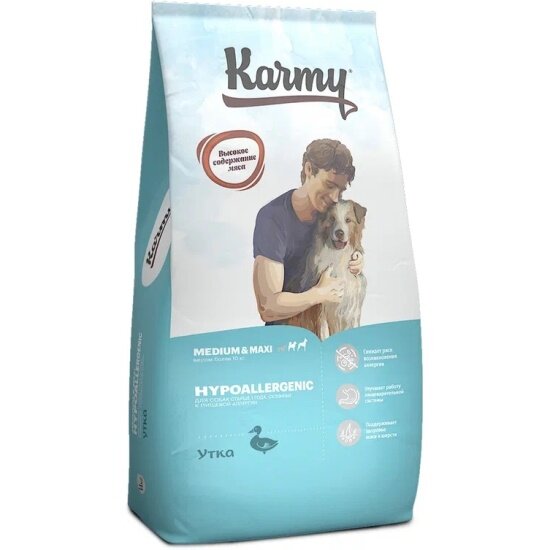 Корм сухой Karmy Hypoallergenic Medium & Maxi для собак средних и крупных пород, Утка 14кг