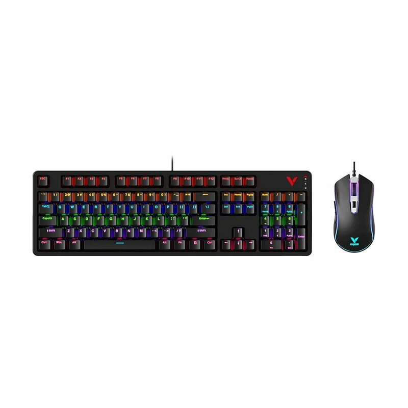 Rapoo V185S Механическая игровая клавиатура и мышь с переключателями Cherry MX Blue для настольных и ноутбучных