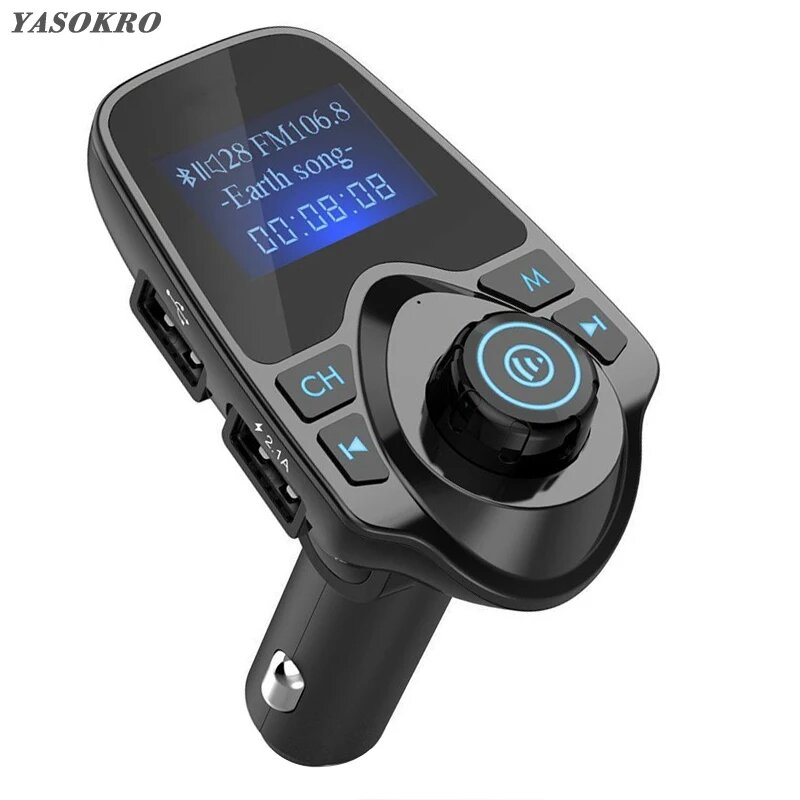 Автомобильный FM-модулятор, Bluetooth, беспроводной MP3-плеер, свободные руки, 5 В, 2,1 а, с двумя USB-портами и ЖК-дисплеем