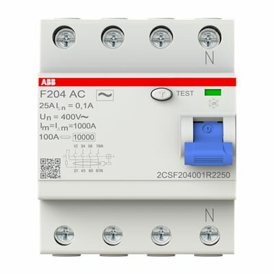 Выключатель дифференциального тока (УЗО) F204 AC-25/0.1 ABB 2CSF204001R2250