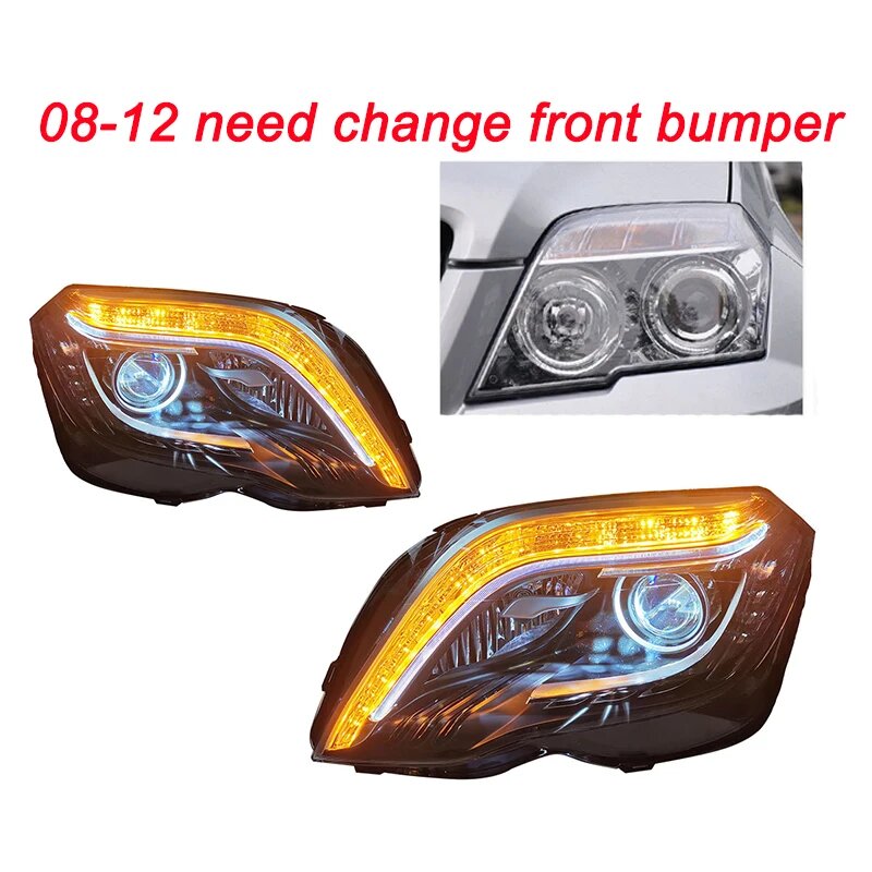 Фары для автомобилей Mercedes Benz GLK 2008-2015 glk200 260 300 LED фара DRL Динамический сигнальный свет Фронтальная световая сборка