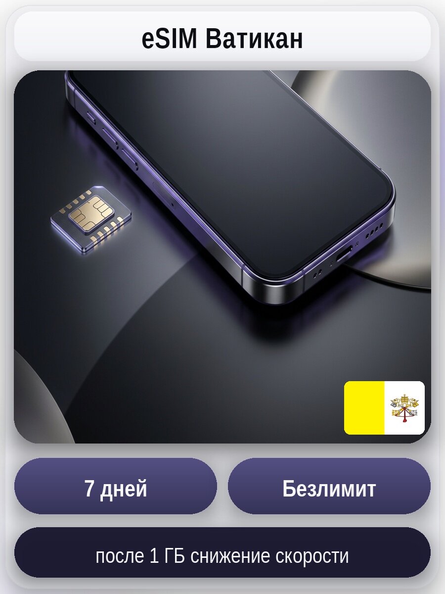 ESIM для мобильного интернета: безлимит на 7 дней | Ватикан | Виртуальная СИМ-карта