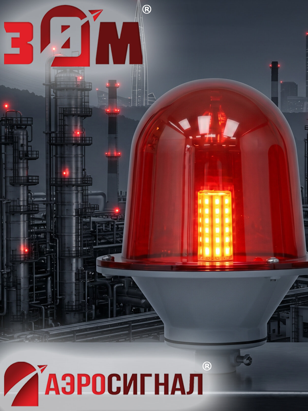 Заградительные огни ЗОМ™-ПК2-ЛСД54 >10cd; ICAO type A; 220V AC; E27; IP65