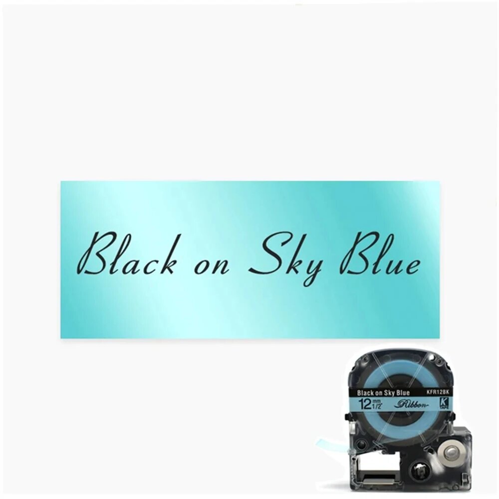 Лента этикеток Bekia 12 мм Black on Sky Blue, blue
