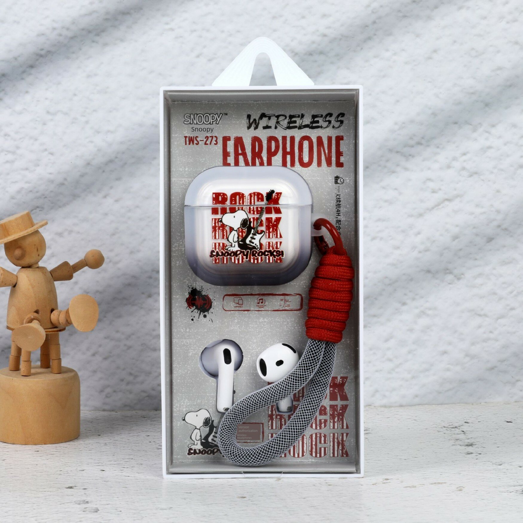 Слуховые наушники Sleepy Snoopy True Wireless Bluetooth TWS с темно-красным цветом, 6,0 часа автономной работы для
