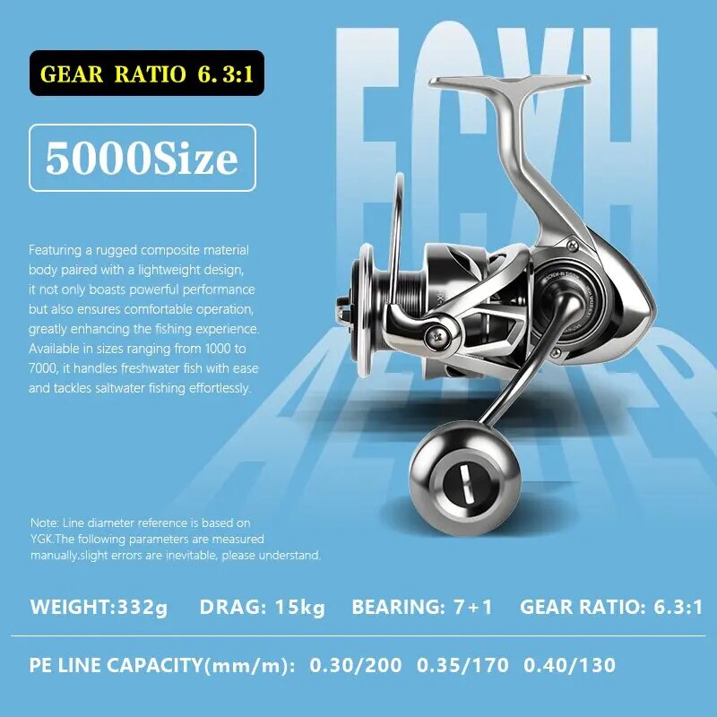 Okuma Безынерционная катушка для спиннинга 7+1BB 20кг 1000-7000 5000
