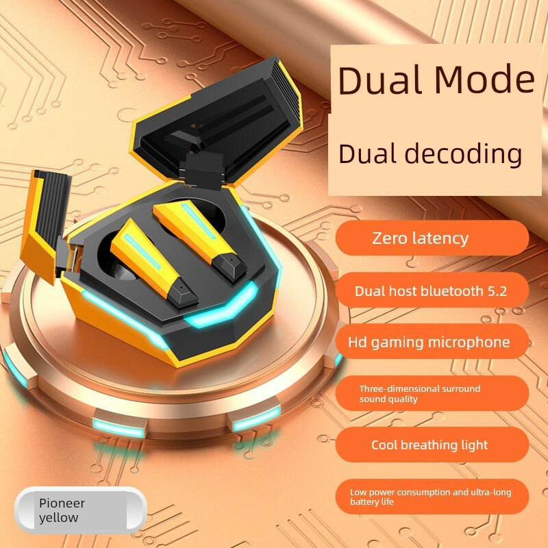 Беспроводные наушники Bluetooth для игр, бега, совместимые с OPPO и Apple, высококачественный звук, пионарный желтый