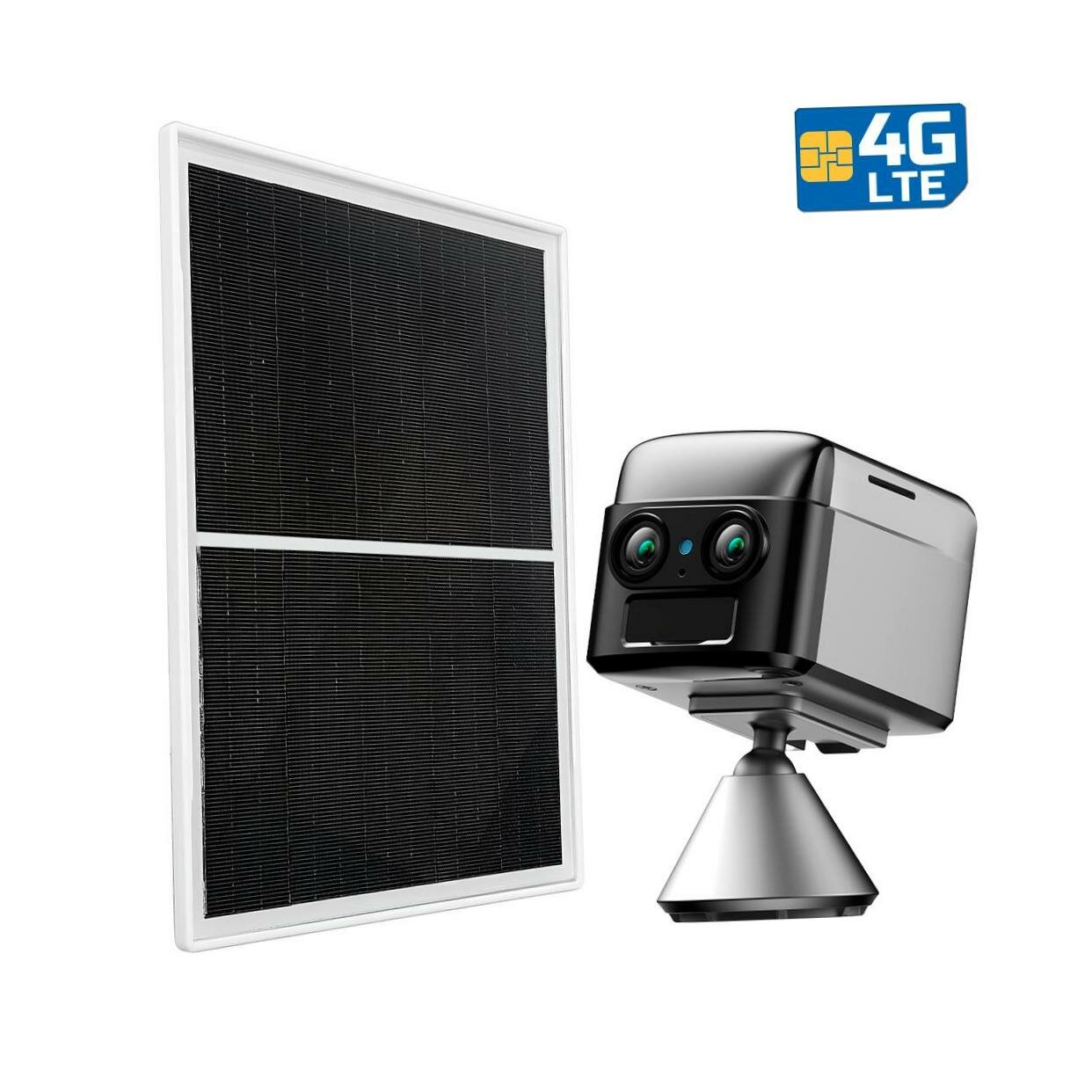 Комплект беспроводная 4G миниатюрная 3Mp IP видеокамера с СИМ картой JMC-AC70-4G-Dual (2K Ultra) (Q28089KOM) и дополнительной солнечной батареей 8Вт