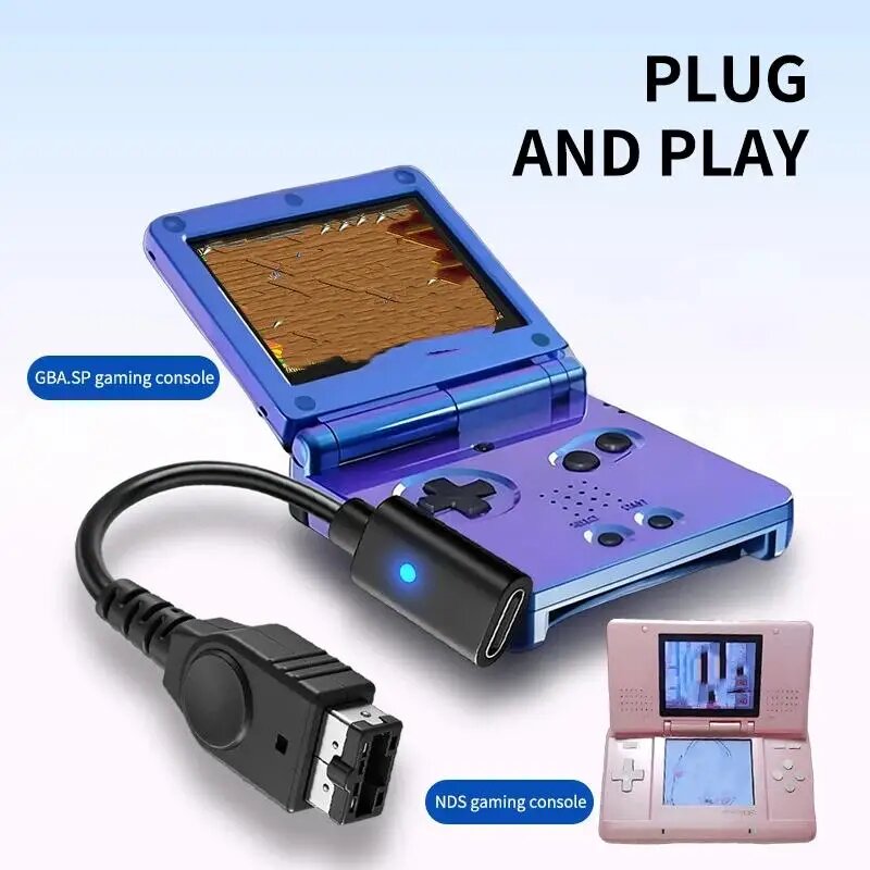 USB-кабель для зарядки типа C для GBA SP Game Boy Advance со светодиодным индикатором, провод для подключения к источнику питания, шнур для игровой консоли
