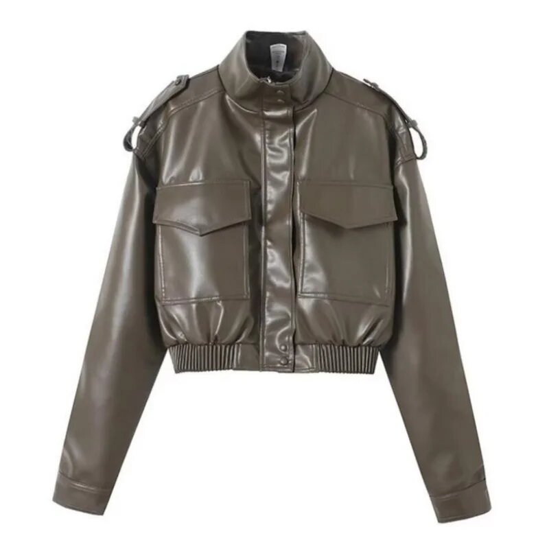 Женская куртка из искусственной кожи, цвет Light green