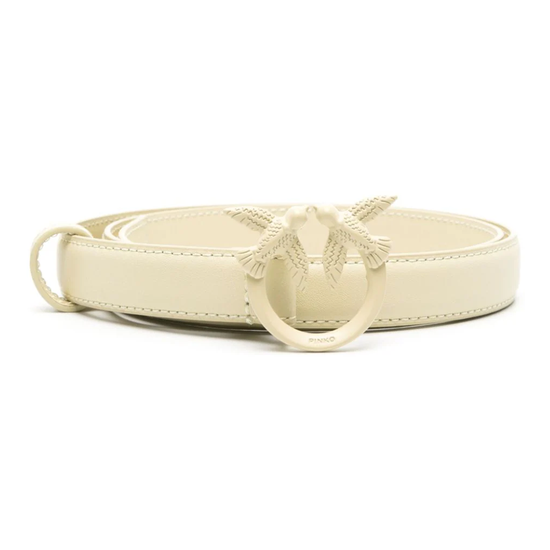PINKO Кожаные ремни Женские Светло-желтые Ширина корпуса 2CM M