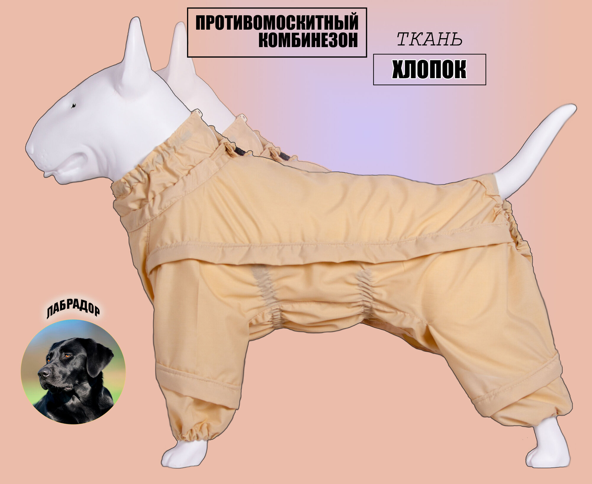 Комбинезон от клещей для лабрадора кобеля, цвет бежевый