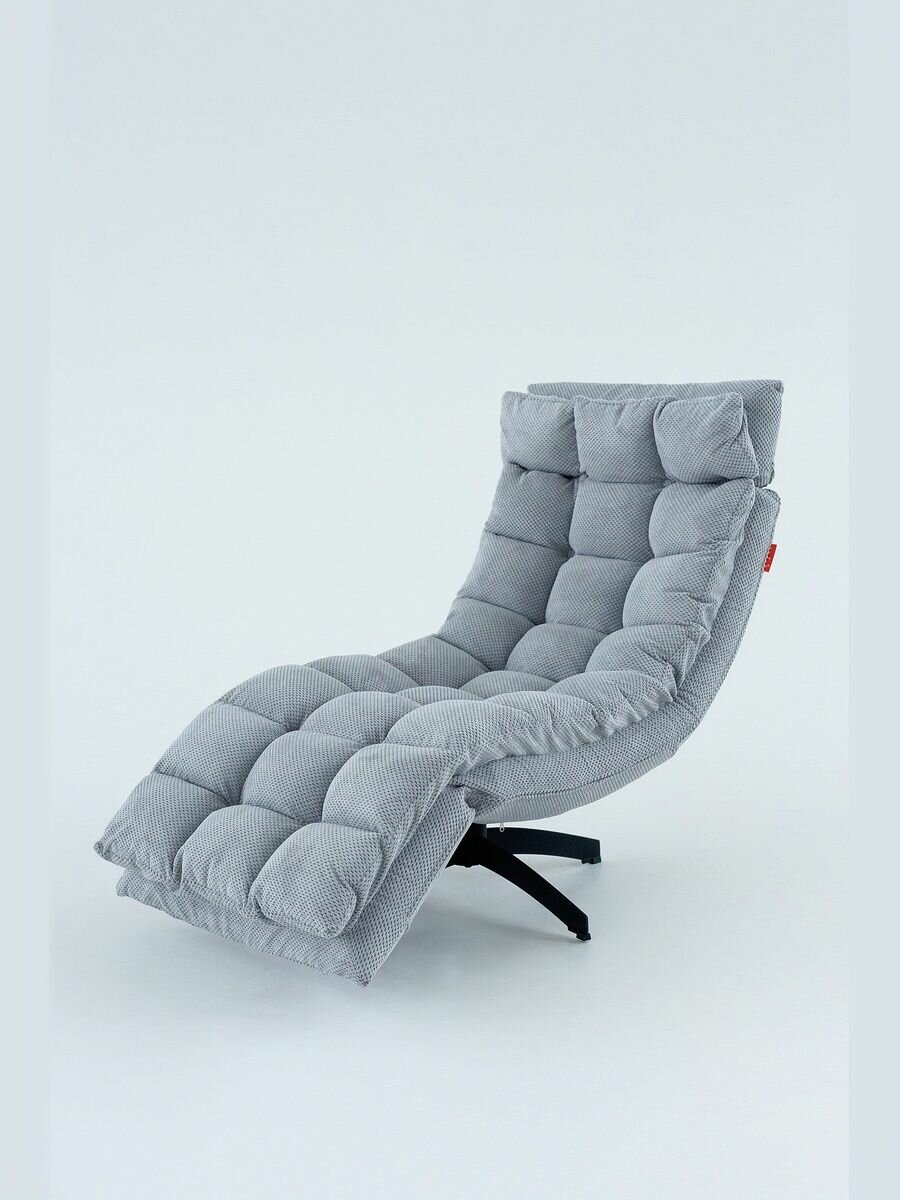 Кресло реклайнер поворотное с подголовником DIVAN FUTON Citus Ash микровелюр, серое