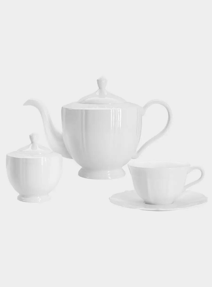 Сервиз чайный, 6 перс, 14 пр, фарфор F, белый, Lotus white