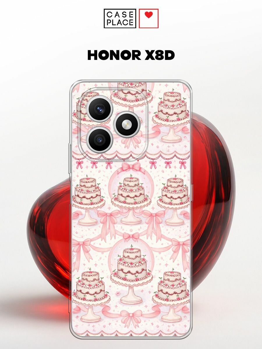 Чехол на Honor X8d / Хонор X8d с принтом Торты и розовые бантики