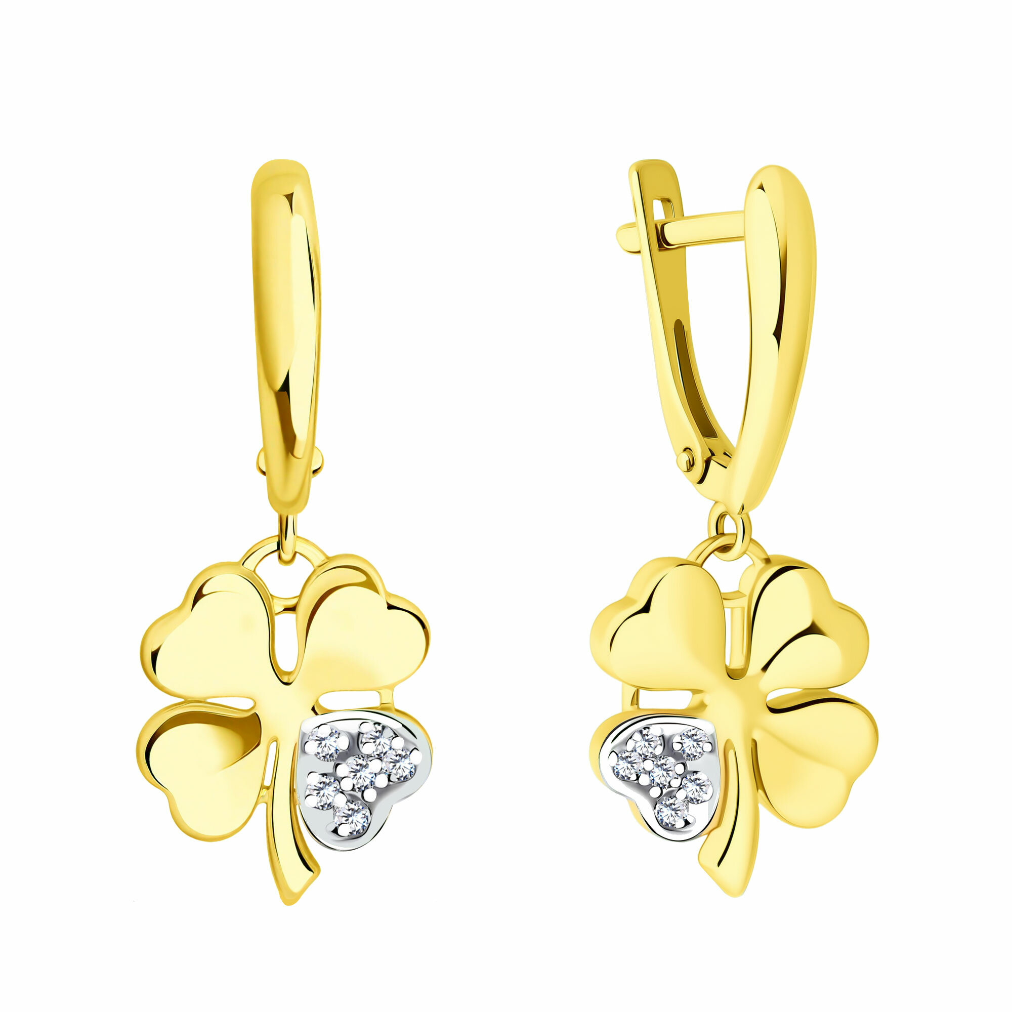 Серьги, красное золото, 585 проба, фианит