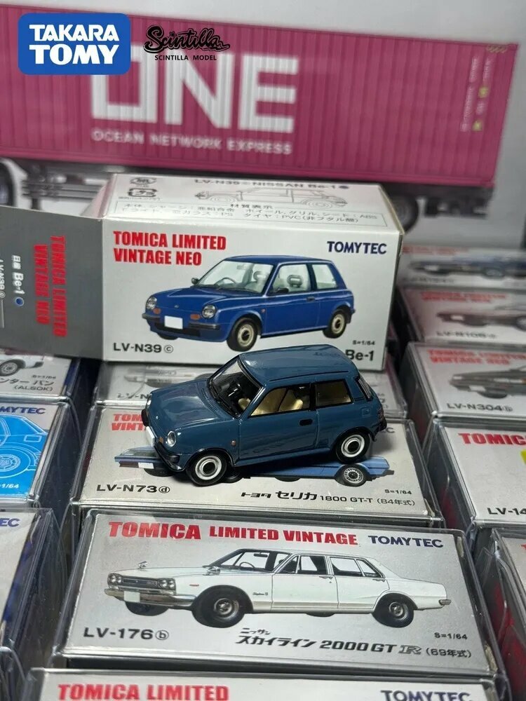 Машинка Tomytec 1/64 Tomica Limited Vintage Tomytec TLV LV-N39c Nissan Be-1 Blue Alloy Car Model Collection Gift