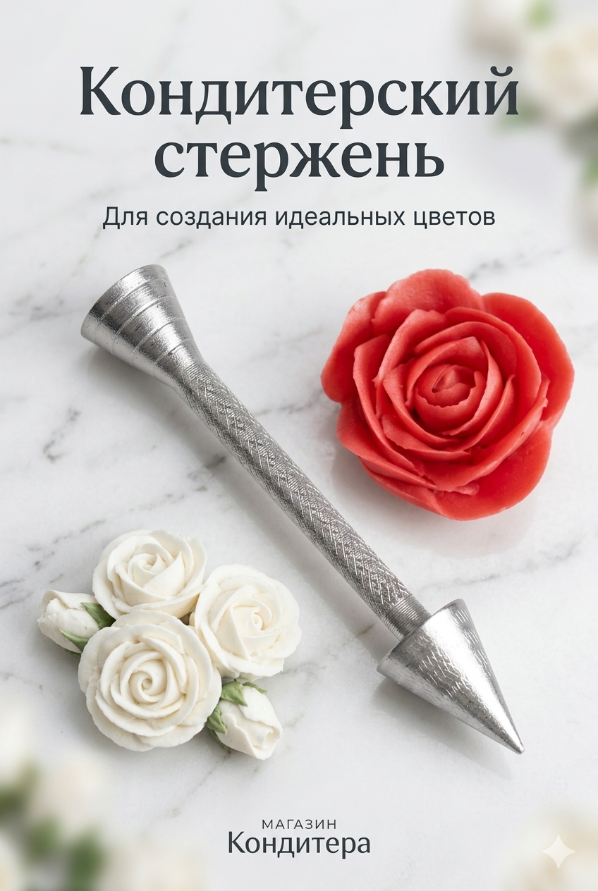 Кондитерский стержень-гвоздь для цветов подходит для крема и зефира