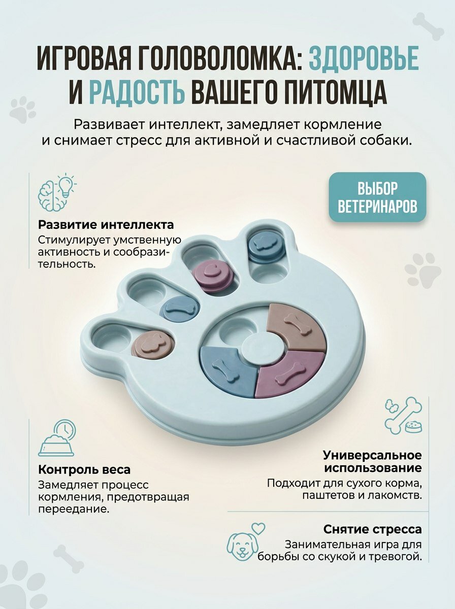 Кормушка-головоломка для собак , миска-головоломка, для медленного кормления и развития интеллекта