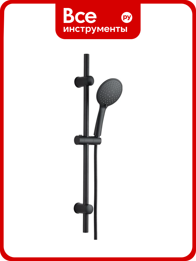 Душевой гарнитур ESKO SCS855BLACK, регулируемая высота держателя и матовый черный корпус из нержавеющей стали