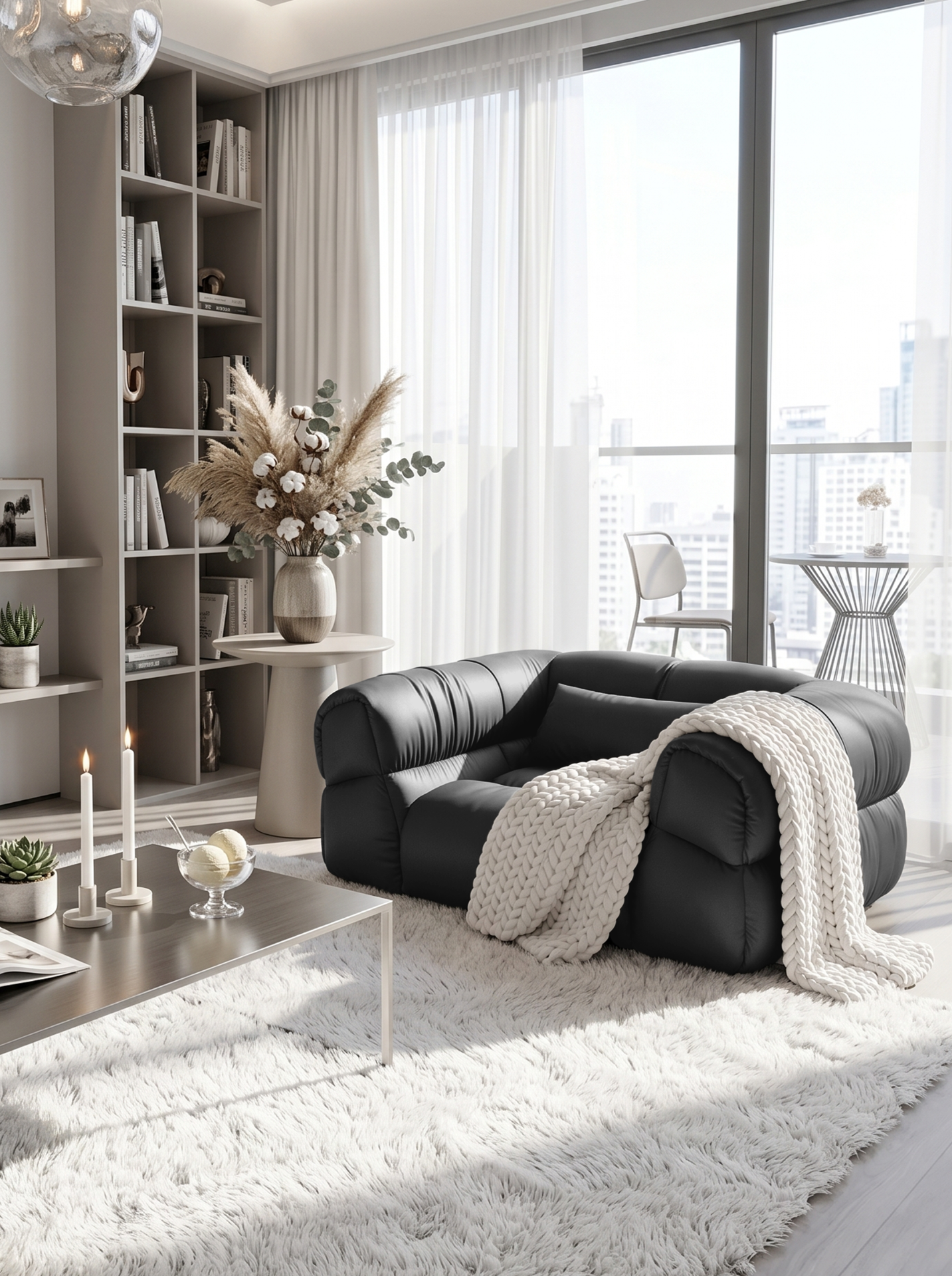 Кресло Шелби Galaxy Black NOW 155x105x72 см, черный Экокожа, нераскладной Фиеста