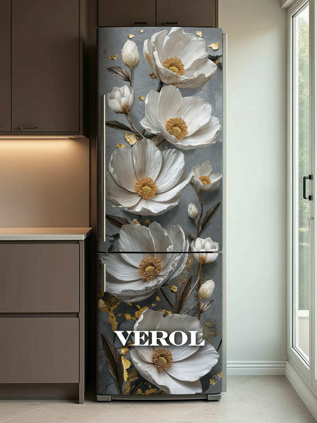 Наклейка на холодильник самоклеющаяся VEROL "Цветы" 200х65 см, для декора